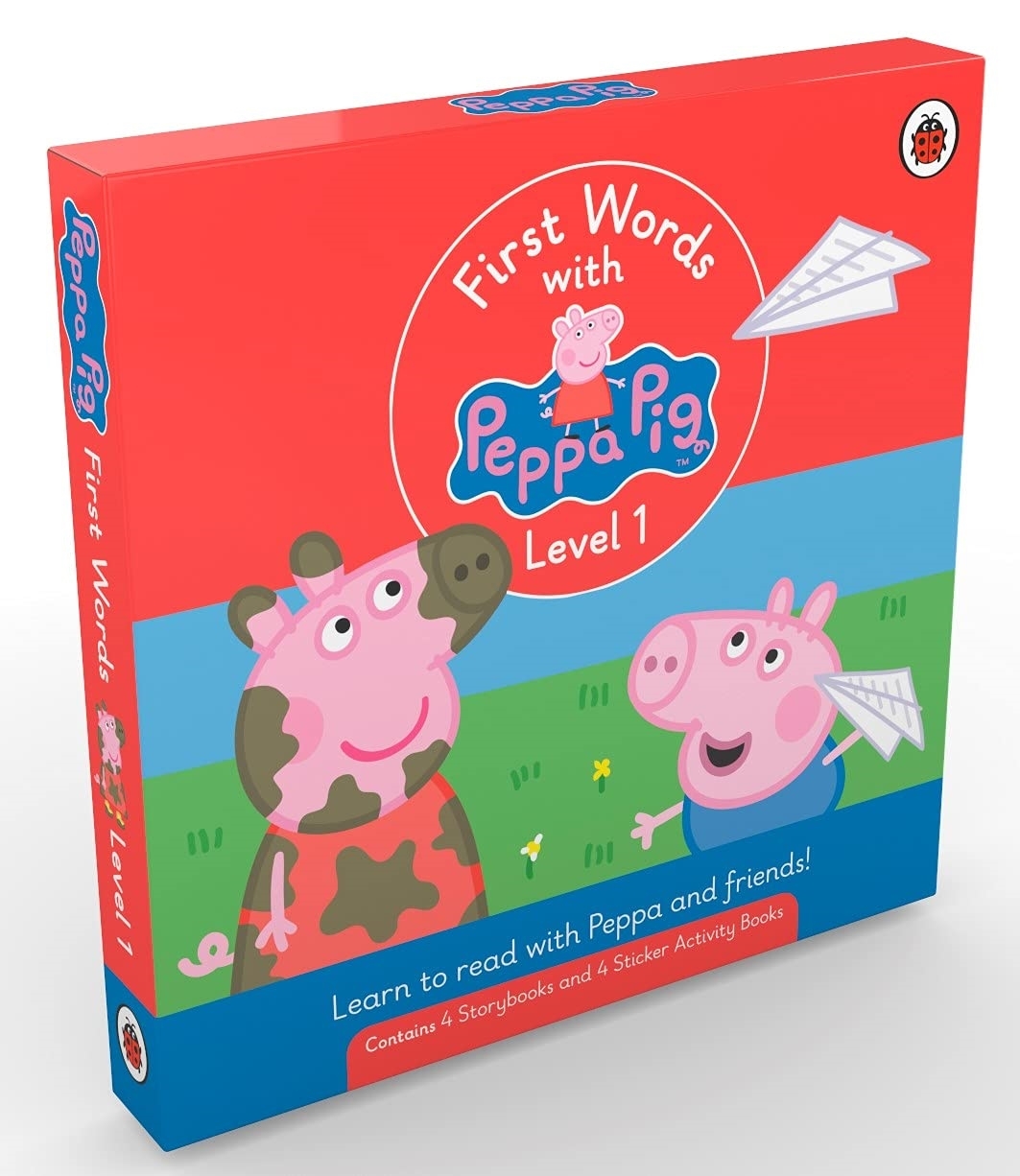 Story box toys and books. First Words with Peppa Level 1 Box Set